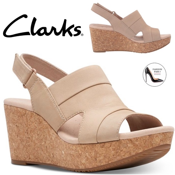 Clarks | Shoes | Clarks Womens Annadel Ivory Beige Leather Croc Wedge ...